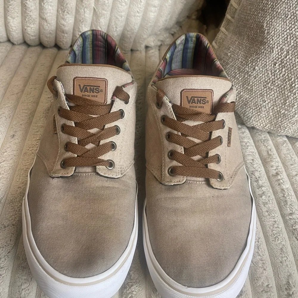 Vans | Shoes | Vans Atwood Plaid Lined Lo Top Skate Shoes Mens Tan ...